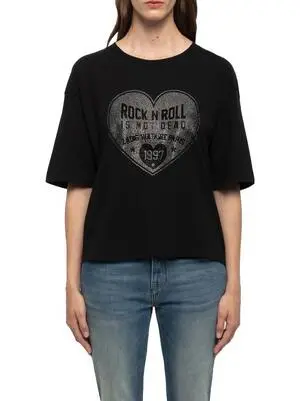 Zadig&Voltaire Taida Embellished Heart Graphic T-shirt - Black