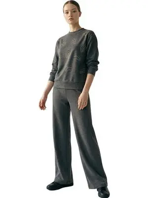 EXQUISE Fara Sweatshirt With Crystal Embellishments - Anthracite