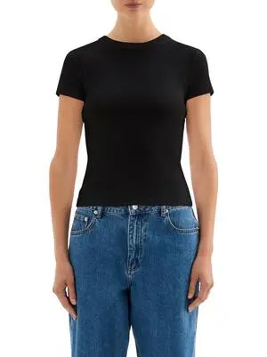 Nude Lucy Baby Tee With Crewneck And Cap Sleeves - Black