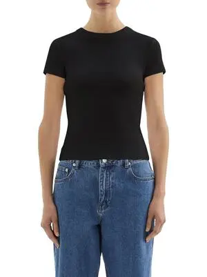 Nude Lucy Nude Lucy Baby Tee With Crewneck And Cap Sleeves Black