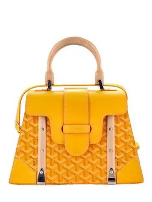 Goyard Saigon Top Handle Bag Coated Canvas With Leather Pm - Yellow