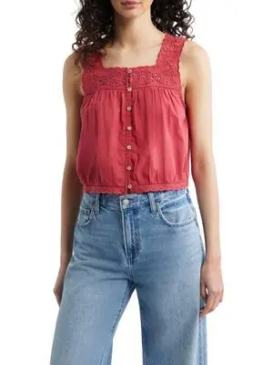 Rails Noemi Crop Tank With Embroidered Straps - Spice