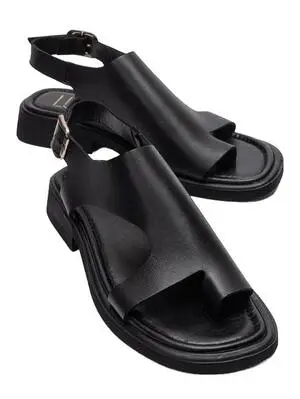 FOREVER & ALWAYS SHOES Burley Leather Slingback Sandal - Black