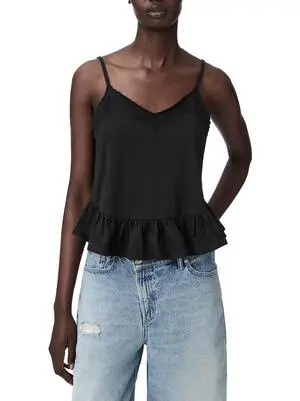 ALLSAINTS Georgia Lace Trim Peplum Camisole - Black