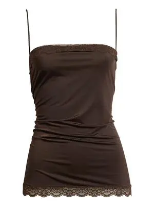 Mango Stretch Lace Trim Camisole - Brown