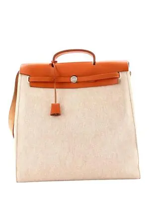 Hermès Herbag Toile And Leather Mm Ecru