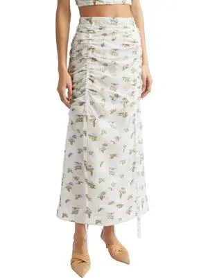 Ulla Johnson Liora Floral Organza Midi Skirt - Violet Leaf