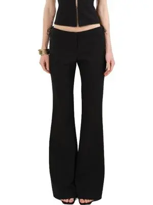 NOCTURNE Side Tie Low Rise Flare Trousers - Black