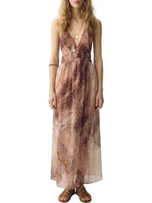 PER UNA BY M&S Paisley Print Plunge Neck Maxi Dress - Pink/multi