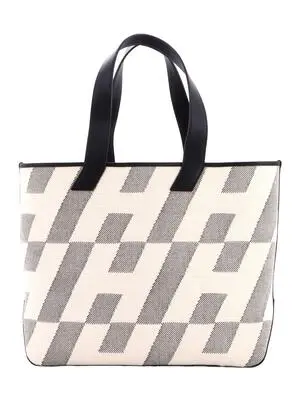HERMÈS Cabas H En Biais Tote Canvas With Leather 40