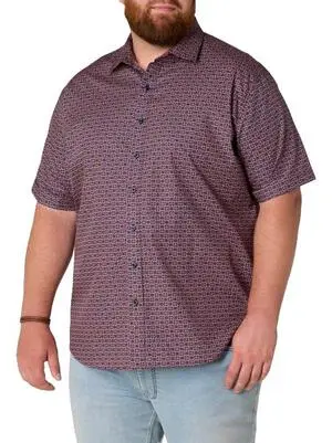 SYNRGY BY DXL Big & Tall Geometric Dot Print Sport Shirt - Navy