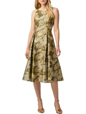 ADRIANNA PAPELL Adrianna Papell Floral Jacquard Midi Dress