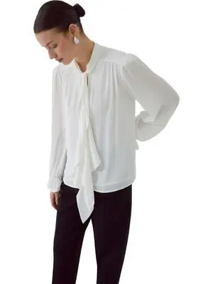 EXQUISE Aramis Chiffon Blouse - Bone