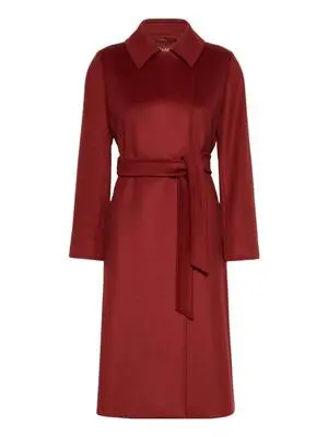 Max Mara Belted Collared Coat - Ruby Colour