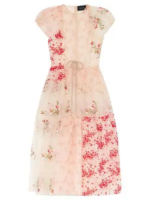 Simone Rocha Floral Tulle Midi Dress - Nude