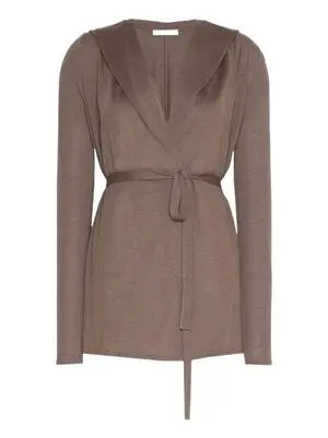 Max Mara Belted Open Front Hooded Jacket - Brown