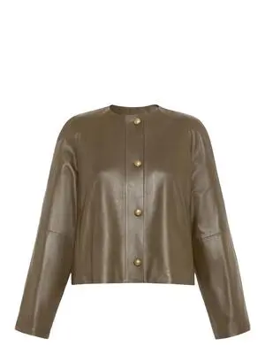 Max Mara Crew Neck Nappa Jacket - Khaki