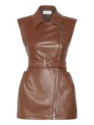 Sportmax Sleeveless Leather Gilet - Brown