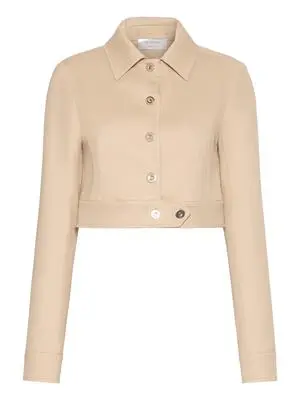 Sportmax Collared Long Sleeve Casual Jacket - Nude