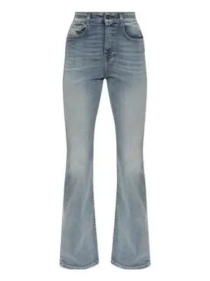 DIESEL® High-waisted Flared Jeans With Distressed Details - Gray