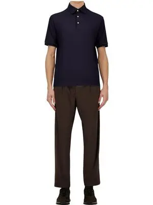 Herno Resort Polo Shirt In Wool Jersey With A Shiny Finish - Black