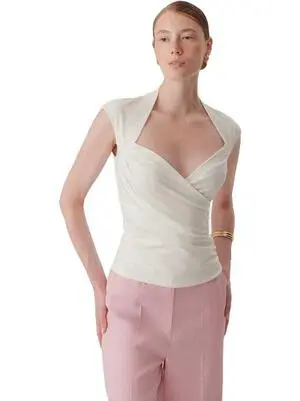 EXQUISE Charlie Wrap Blouse - Ecru
