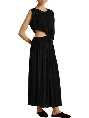 Marina Moscone Gathered Draped Dress - Black