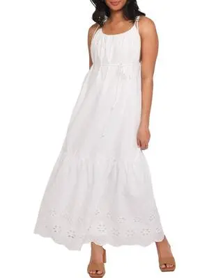 PETAL & PUP Sharlice Eyelet Cotton Maxi Dress - White