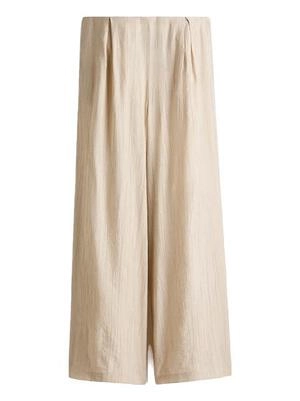 H&m Crinkled Viscose-blend Loose-fit Pants - Light Beige