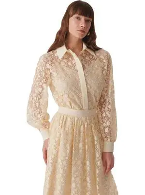 EXQUISE Noelle" Cotton Lace Shirt - Bone
