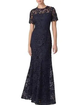 Shoshanna Floral Lace Maxi Dress - Navy