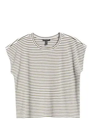 Eileen Fisher Striped Organic Cotton Dolman Sleeve Top - Olive