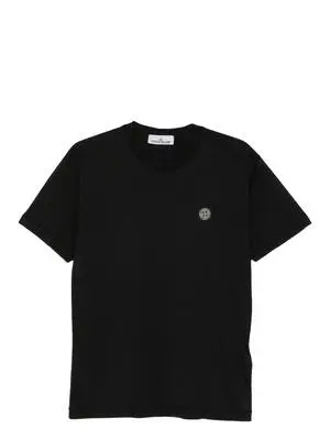 Stone Island Logo Cotton T-shirt Black