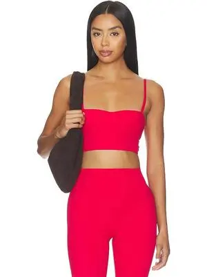 FLEUR DU MAL Laced Up Molded Sports Bra In Red - Raspberry Jam