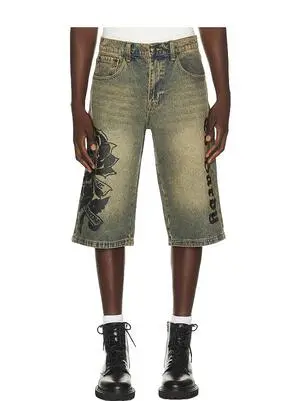 Ed Hardy Spider Skulls Rhinestone Denim Shorts - Y2k Tint