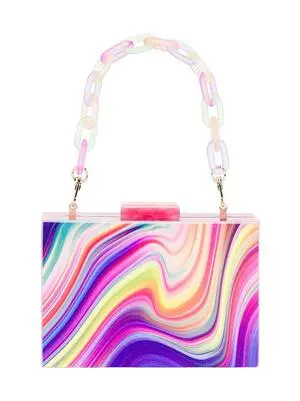 OLGA BERG Dorothy Swirl Print Box Clutch - Rainbow