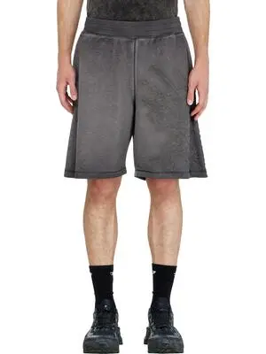 DIESEL® Sweatshorts With Dévoré Motifs And Cold Pigment Dye - Grey