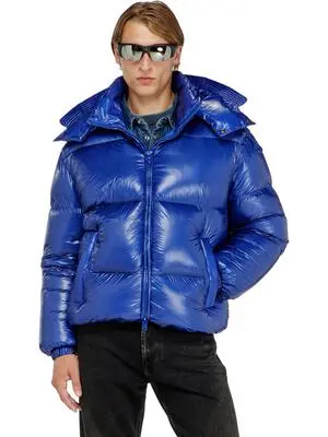 DIESEL® Down Puffer Jacket With Detachable Hood - Blue