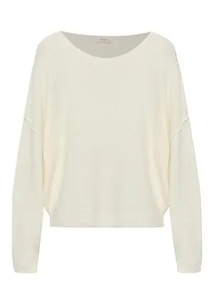 American Vintage Relaxed Fit Dropped Shoulder Knit Sweater - Cream