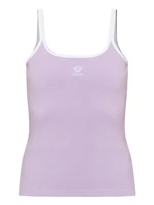 Versace Strappy Top With Embroidered Logo - Purple