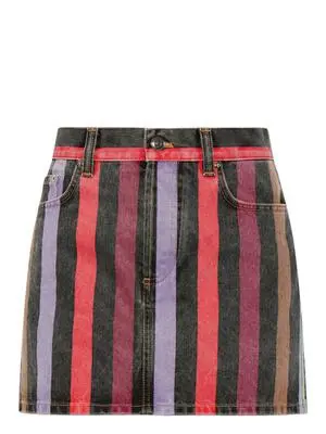 Versace Vertical Stripe Denim Mini Skirt - Multicolour