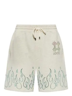 Amiri Logo Flame Motif Sweatshorts - Grey
