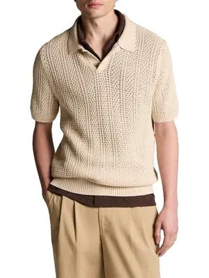 Vince Seed Stitch Polo Sweater Dark Blanco
