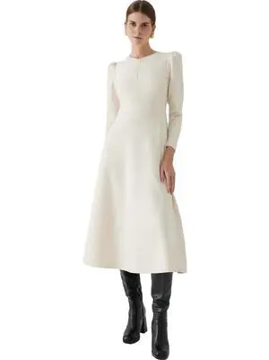 EXQUISE Angela Midi Dress - Bone