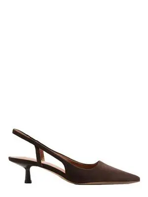 H&m Kitten-heeled Slingbacks With Pointed Toe - Dark Brown
