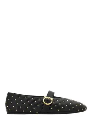 FERRAGAMO Quilted Leather Ballet Flats With Stud Detailing - Multicolor
