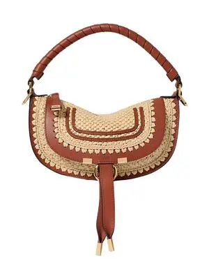 CHLOÉ CHLOE Marcie Mini Raffia Shoulder Bag