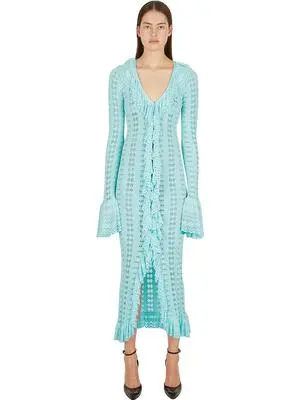 Blumarine Pointelle Knit Frilled Dress - Blue
