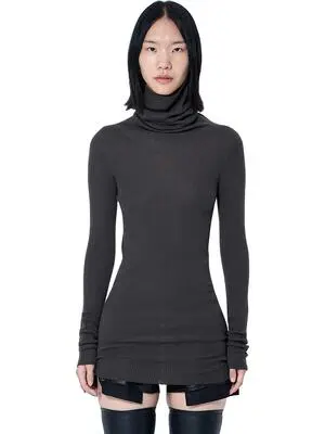 Rick Owens Ribbed Turtleneck Long Sleeve Sweater - Gray