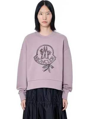 Moncler Logo Embroidered Cotton Sweatshirt - Multicolor